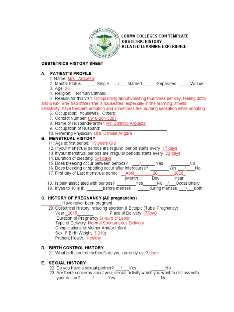 Obstetric History Template Guide | PDF | Pregnancy | Childbirth