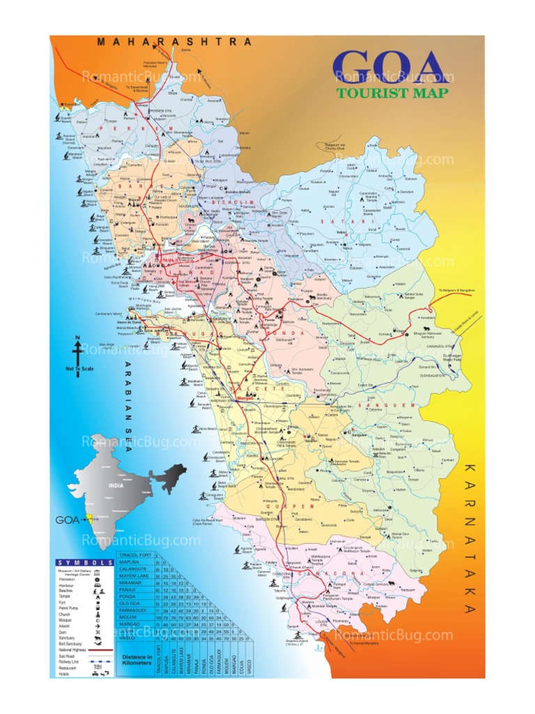 Goa Tourist Map PDF Romanticbug | PDF