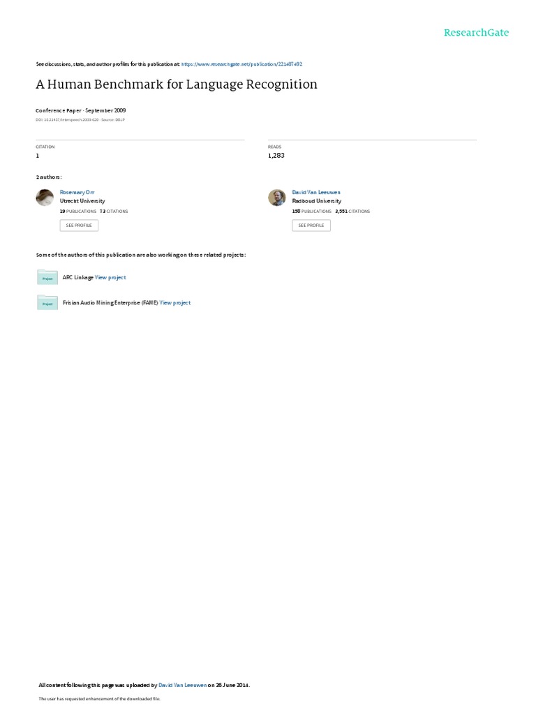 A Human Benchmark For Language Recognition | PDF | English Language ...