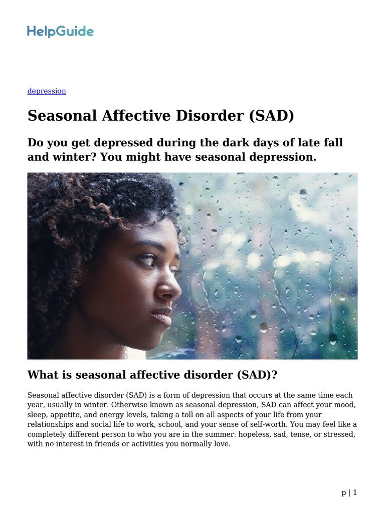 Seasonal Affectie Disorder (SAD) | PDF | Major Depressive Disorder ...
