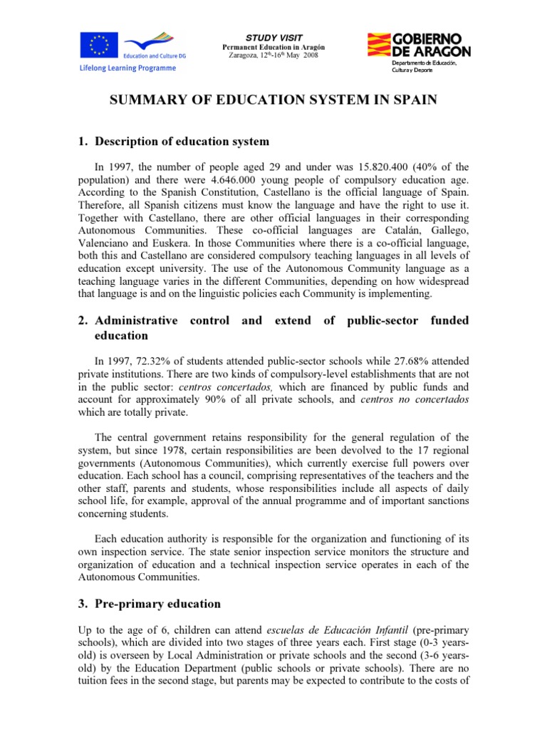 Overview of Spain's Education System | PDF | Curriculum | Primary Education
