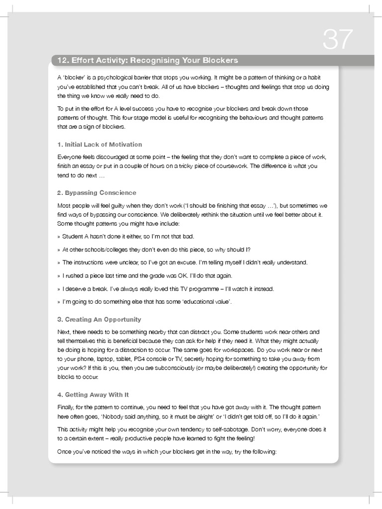 E4-Recognising Your Blockers | PDF | Human Nature | Cognition