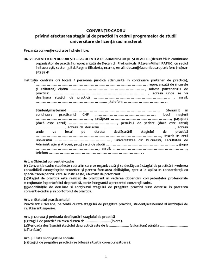 01 Conventie Practica 2021-2022 | PDF