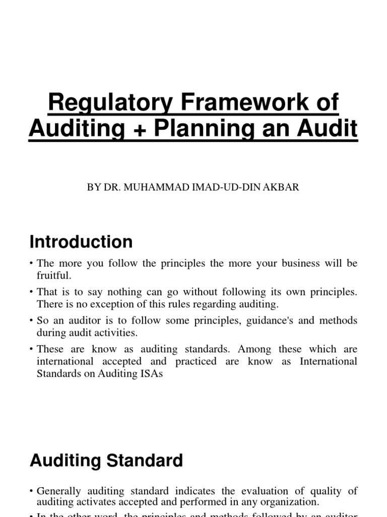 Regulatory Framework for Auditing Standards | PDF | Audit | Accounting