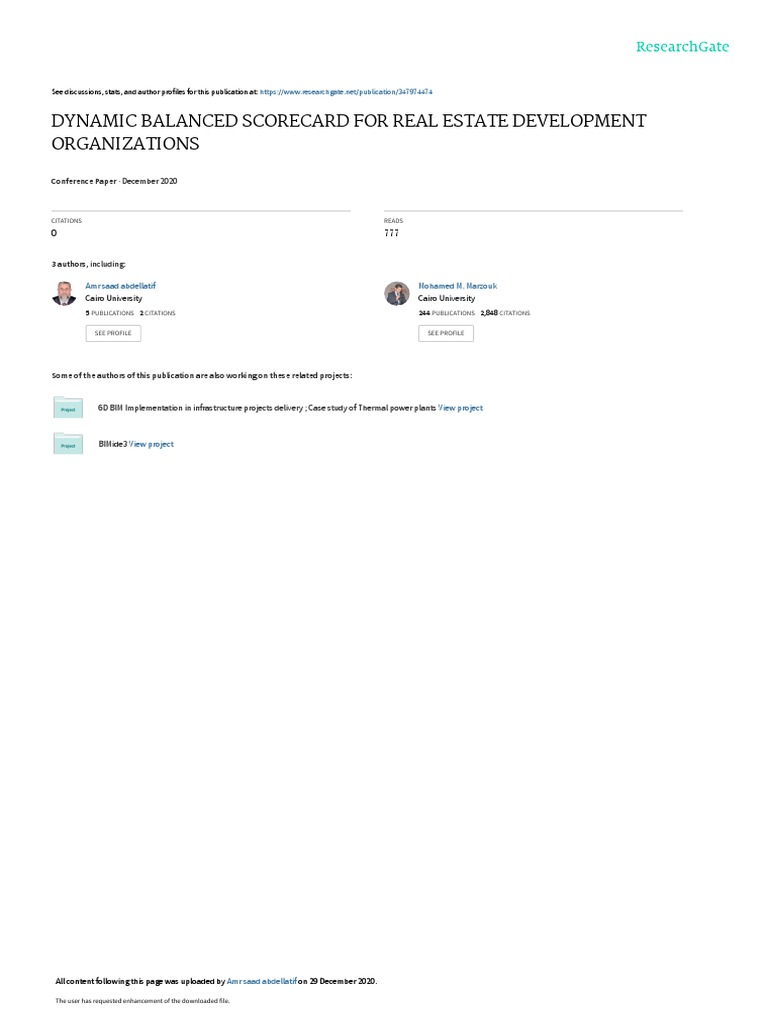 Dynamic Balanced Scorecard For Realestate Development Organizations ...
