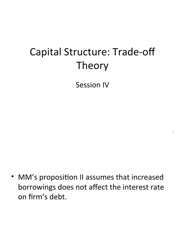 Trade-off Theory of Capital Structure | PDF | Capital Structure | Debt