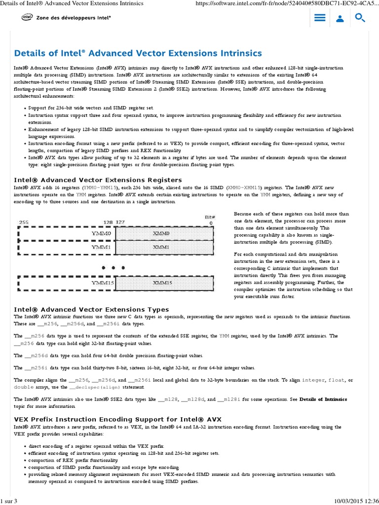 Details of Intel® Advanced Vector Extensions Intrinsics | PDF | Computer Architecture | X86 ...