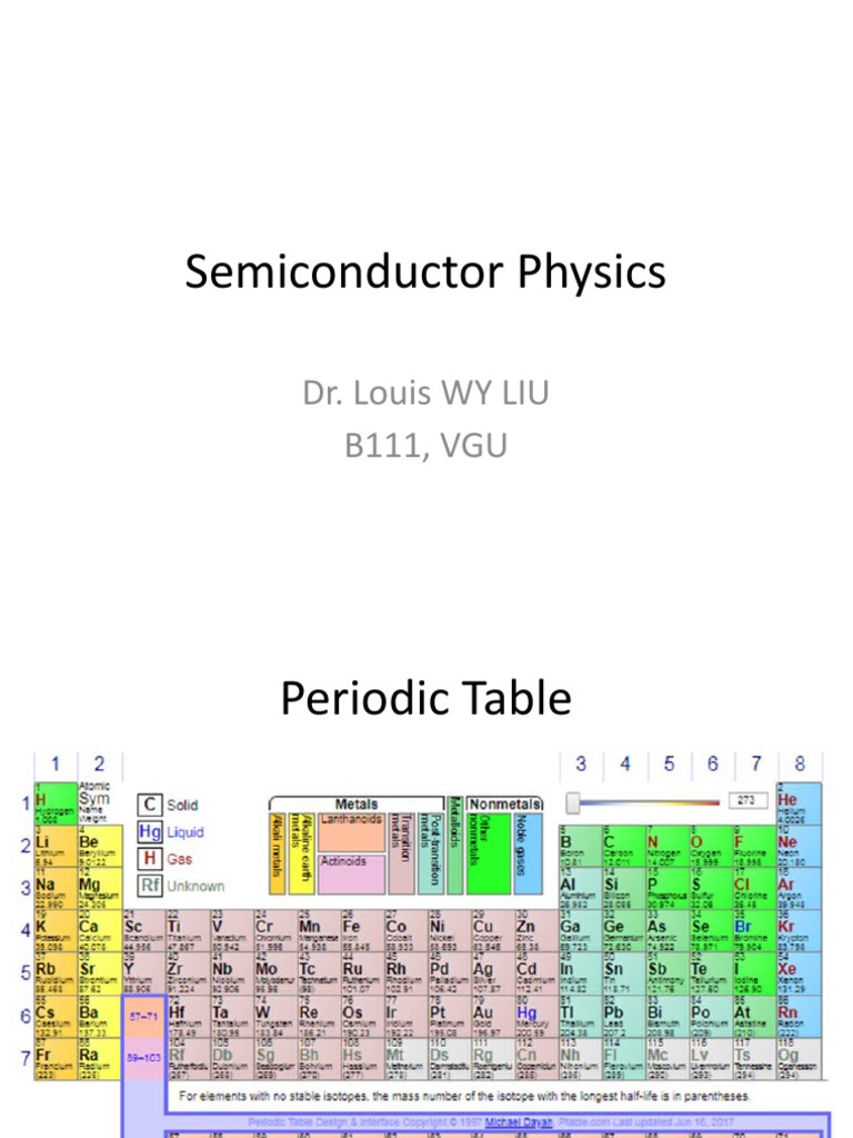 Chapter 1 - A - Semiconductor Physics - Part A - Revised 7 | PDF | P–N ...