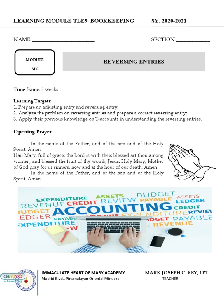 Tle Module 6 | PDF | Debits And Credits | Bookkeeping