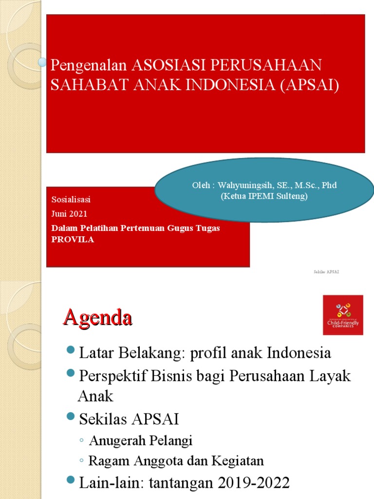Asosiasi Perusahaan Sahabat Anak Indonesia (APSAI) | PDF