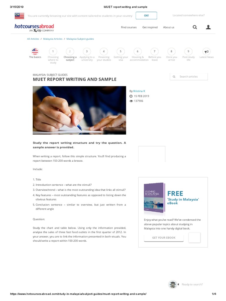 MUET Report Writing Guide | PDF | Fast Food Restaurants | Cognition