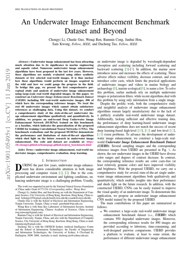An Underwater Image Enhancement Benchmark Dataset and Beyond | PDF ... An Underwater Image Enhancement Benchmark Dataset and Beyond | PDF ...