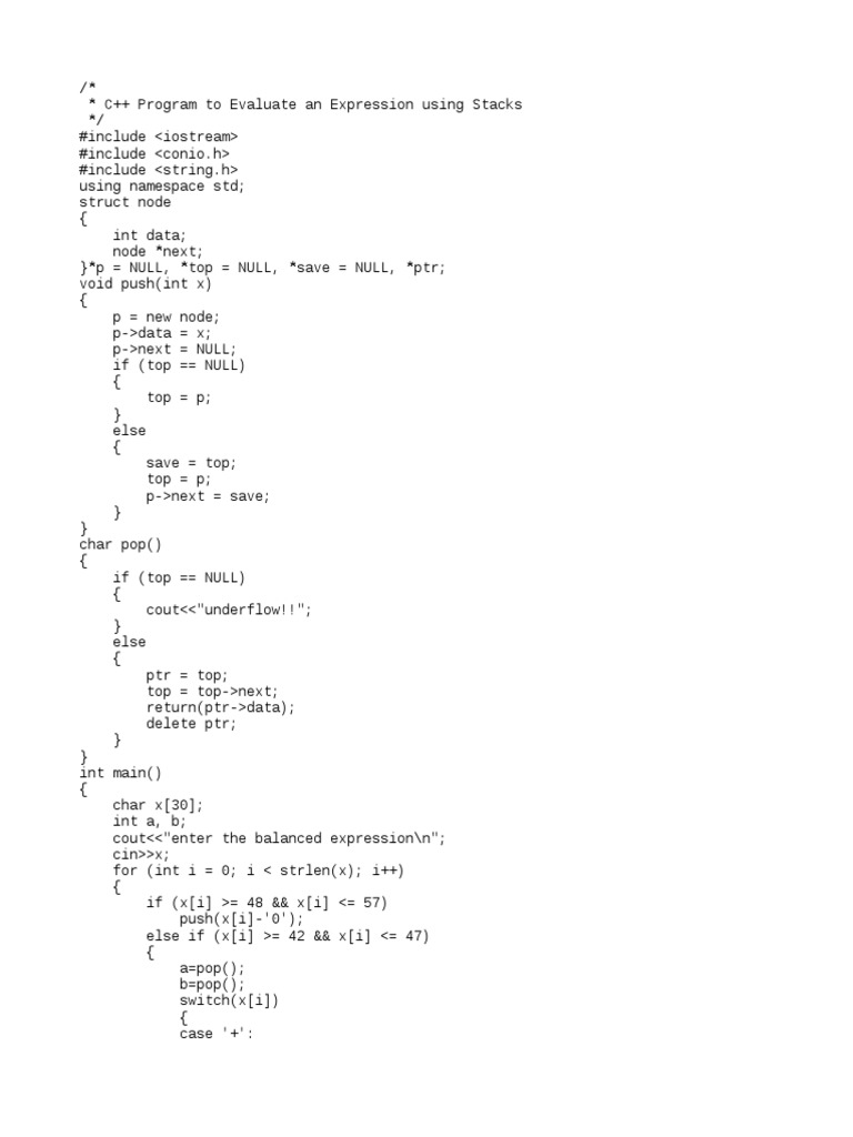 4.a.evaluation of An Expression Using Stack | PDF