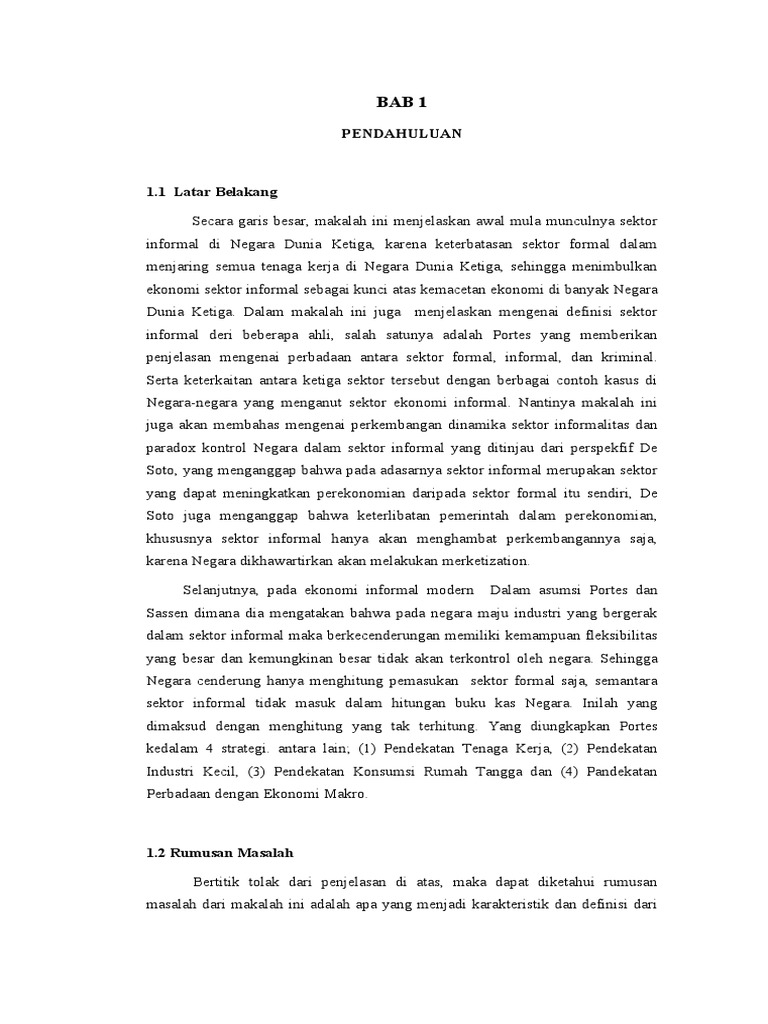 "Sektor Informal: Definisi dan Dinamika" | PDF | Pengelolaan Keuangan ...