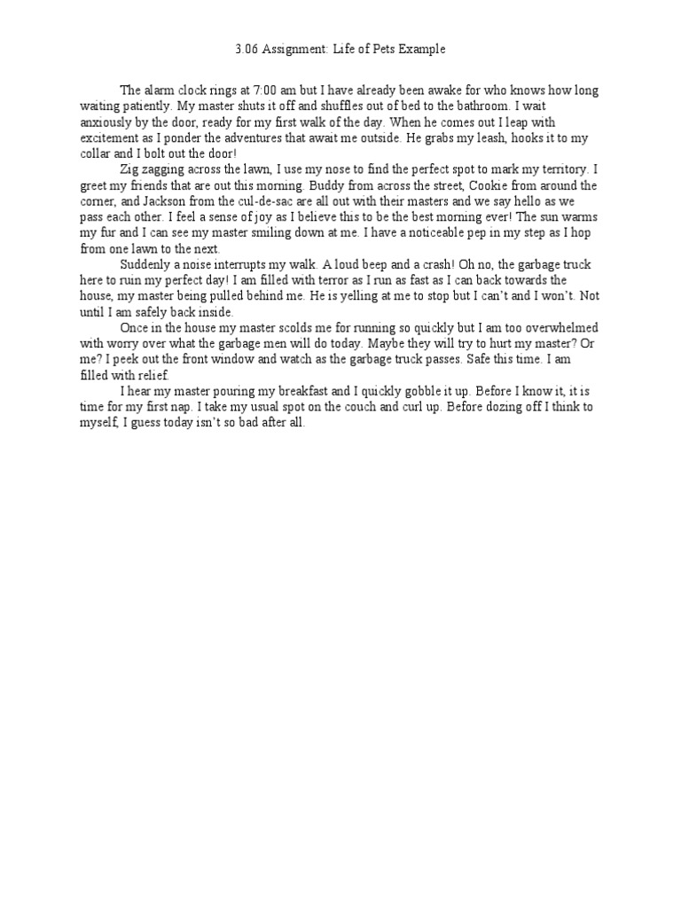 3.06+assignment +Life+of+Pets+Example | PDF