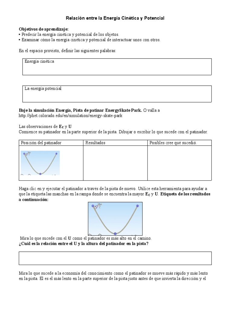 Relación Entre La Energía Cinética y | PDF | Energía potencial | Física