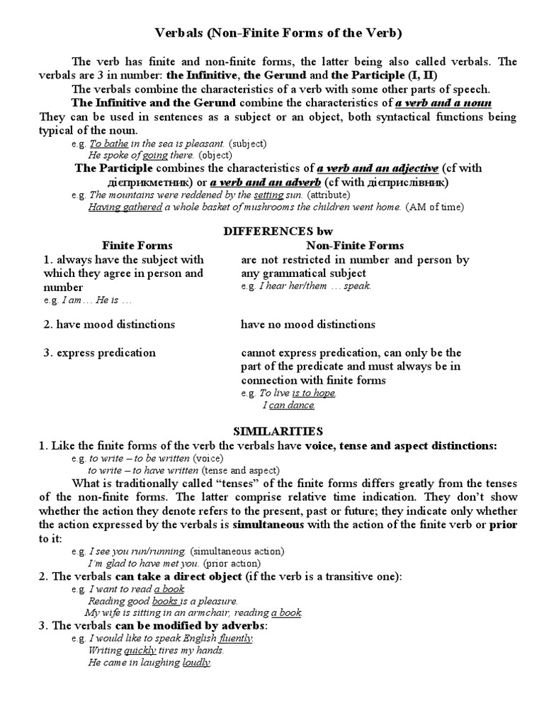 Verbals (Non-Finite Forms of the Verb): A Comprehensive Analysis of ...