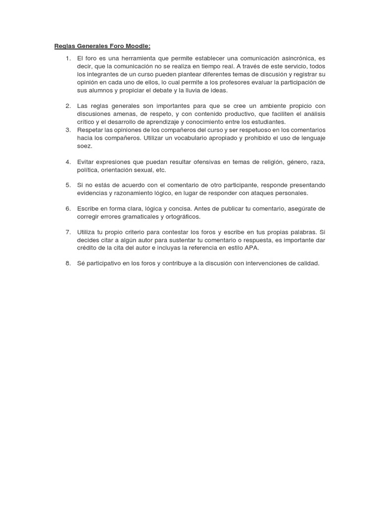 Reglas Foro | PDF