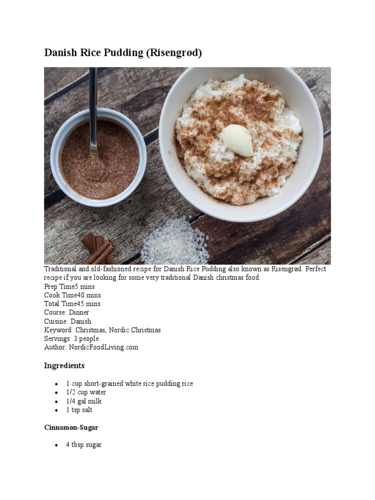Traditional Danish Risengrød Recipe | PDF | Regional & Ethnic Food ...