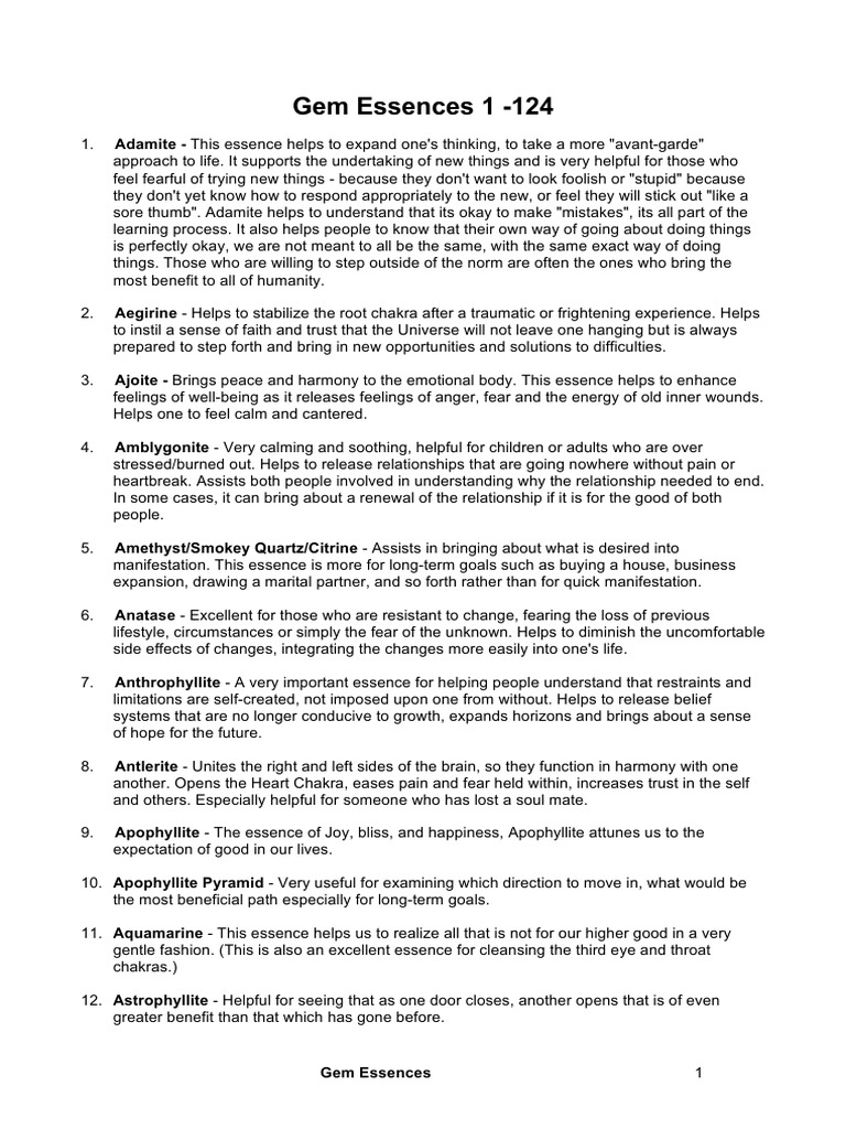 124 Gem Essences | Download Free PDF | Chakra | Feeling