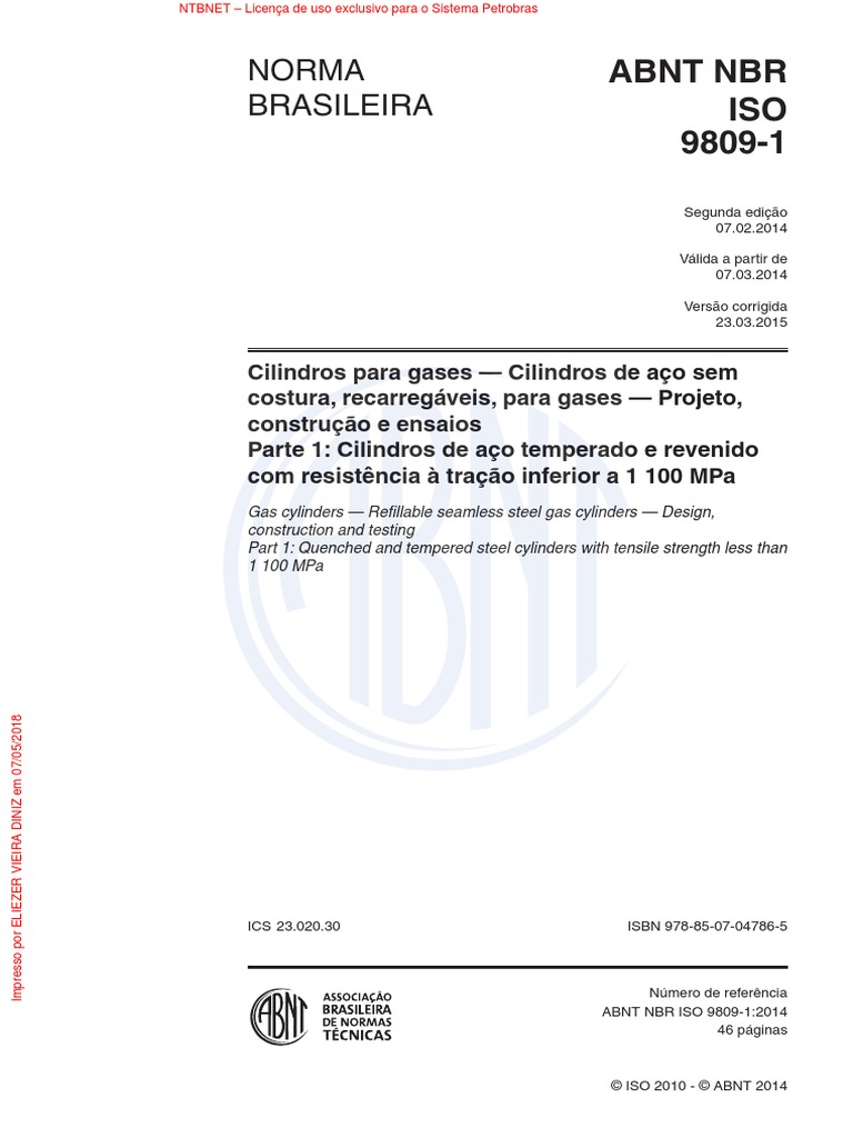 Abnt NBR Iso 9809-1 | PDF | Aço | Dureza