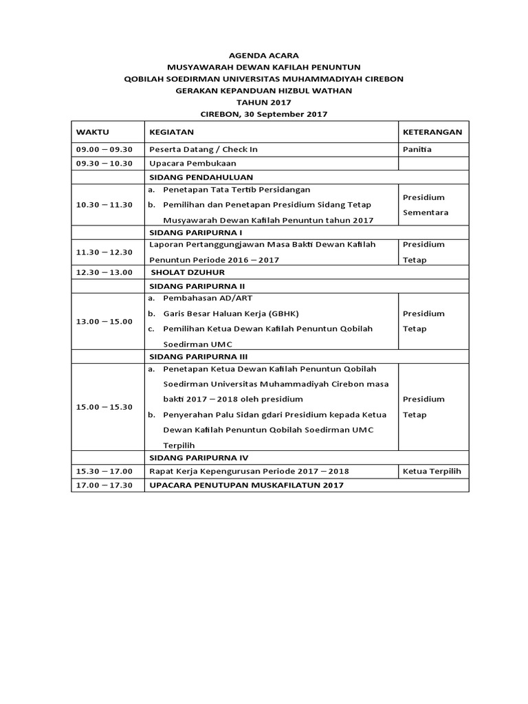 Agenda Acara | PDF