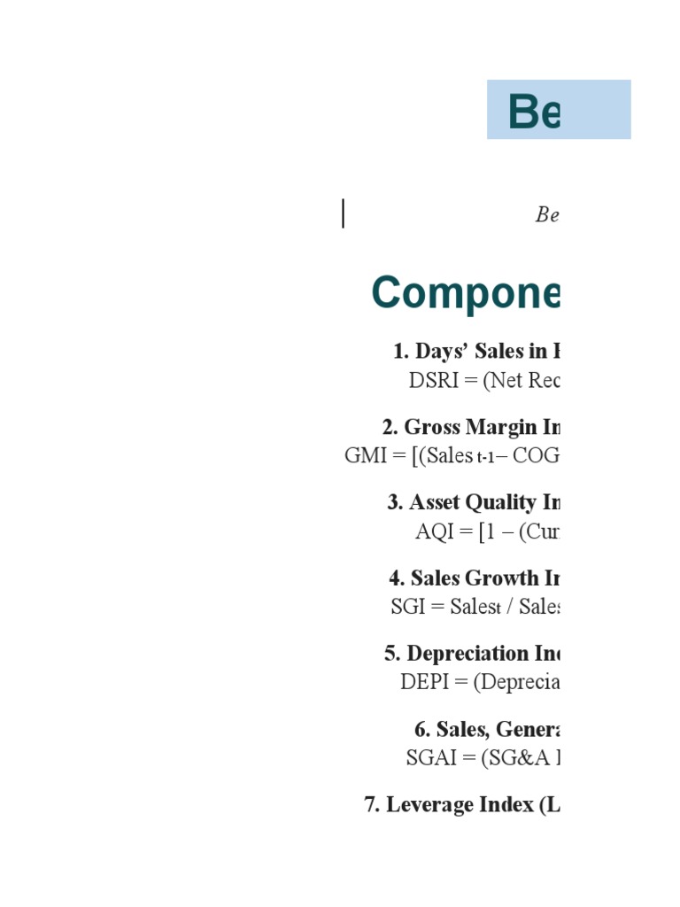 Components of Beneish M-Score | PDF | Fixed Asset | Depreciation