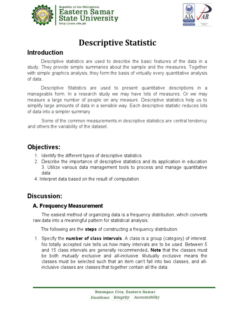 Group 2 Descriptive Statistics | PDF | Statistics | Sampling (Statistics)