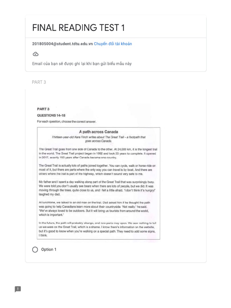 Final Reading Test 1 Part 3 | PDF