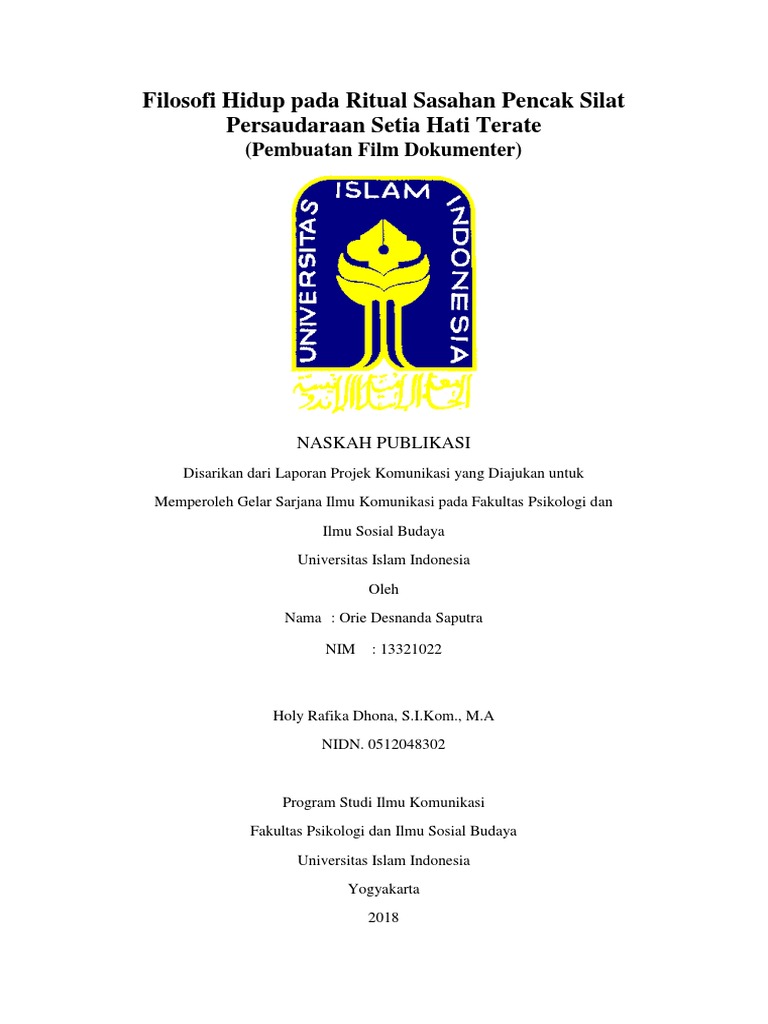 Filosofi Hidup Pada Ritual Sasahan Pencak Silat Persaudaraan Setia Hati ...