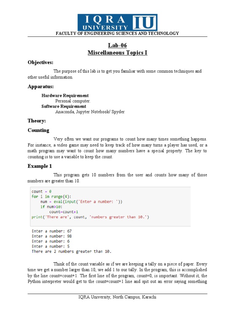 Lab-06 Miscellaneous Topics I: Objectives | PDF | Python (Programming ...