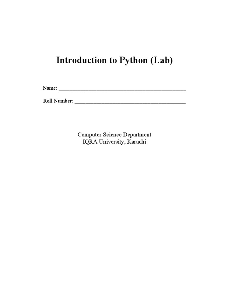 Introduction To Python Lab Pdf Python Programming Language 9564