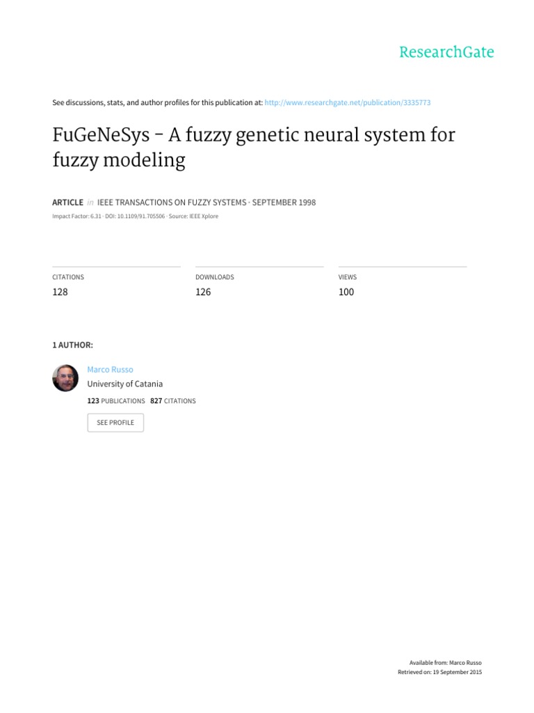 Fugenesys - A Fuzzy Genetic Neural System For Fuzzy Modeling | PDF ...