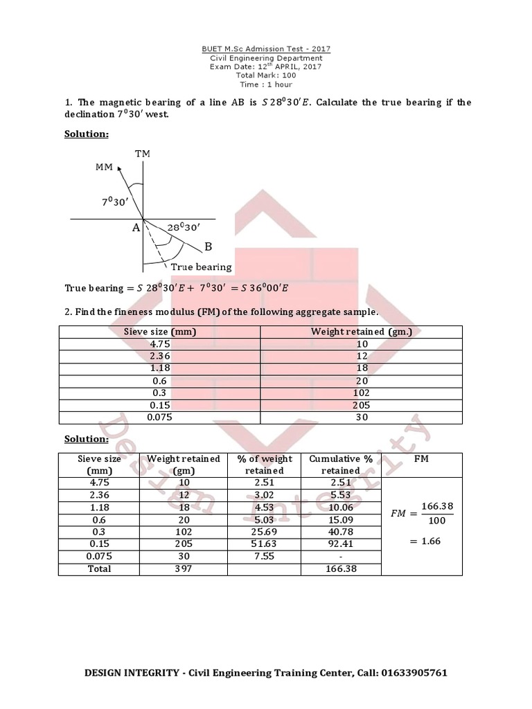 BUET M.Sc Civil Engineering Exam Guide | PDF | Chemical Engineering ...