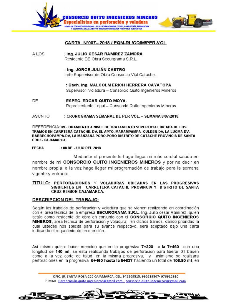 Carta de Informe Semanal Cqim - 2018 | PDF | Materiales | Sectores ...