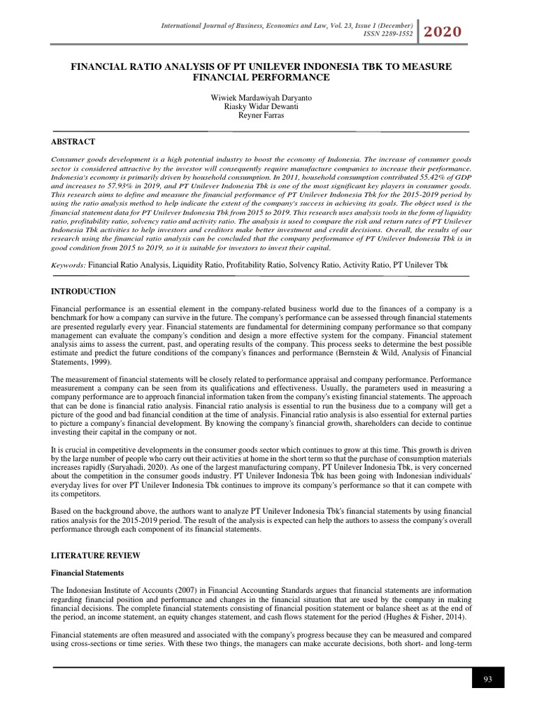 Financial Performance of PT Unilever Indonesia Tbk | PDF | Investing ...