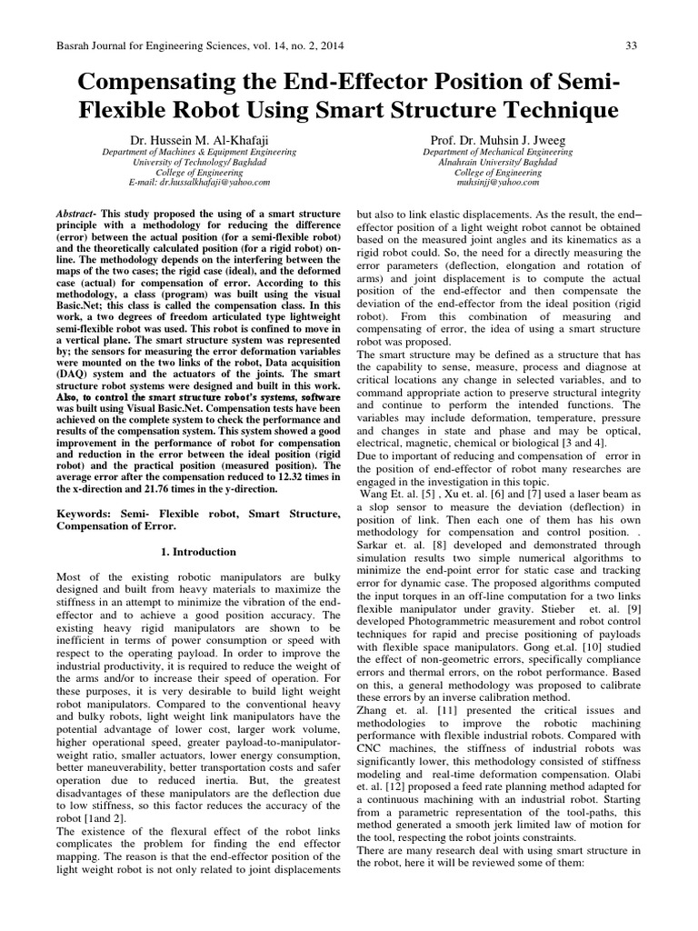 Compensating The End-Effector Position o | PDF | Kinematics | Beam ...