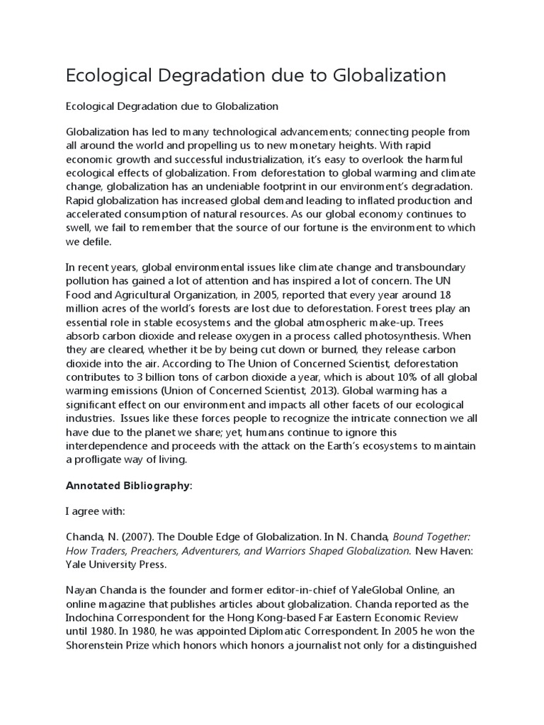 Ecological Degradation Due To Globalization | PDF | Climate Change ...