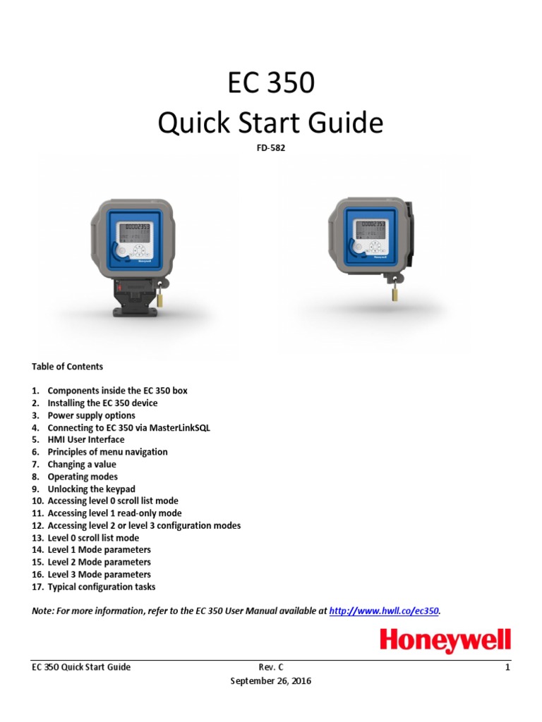 EC 350 Quick Start Guide | PDF | Menu (Computing) | User Interface