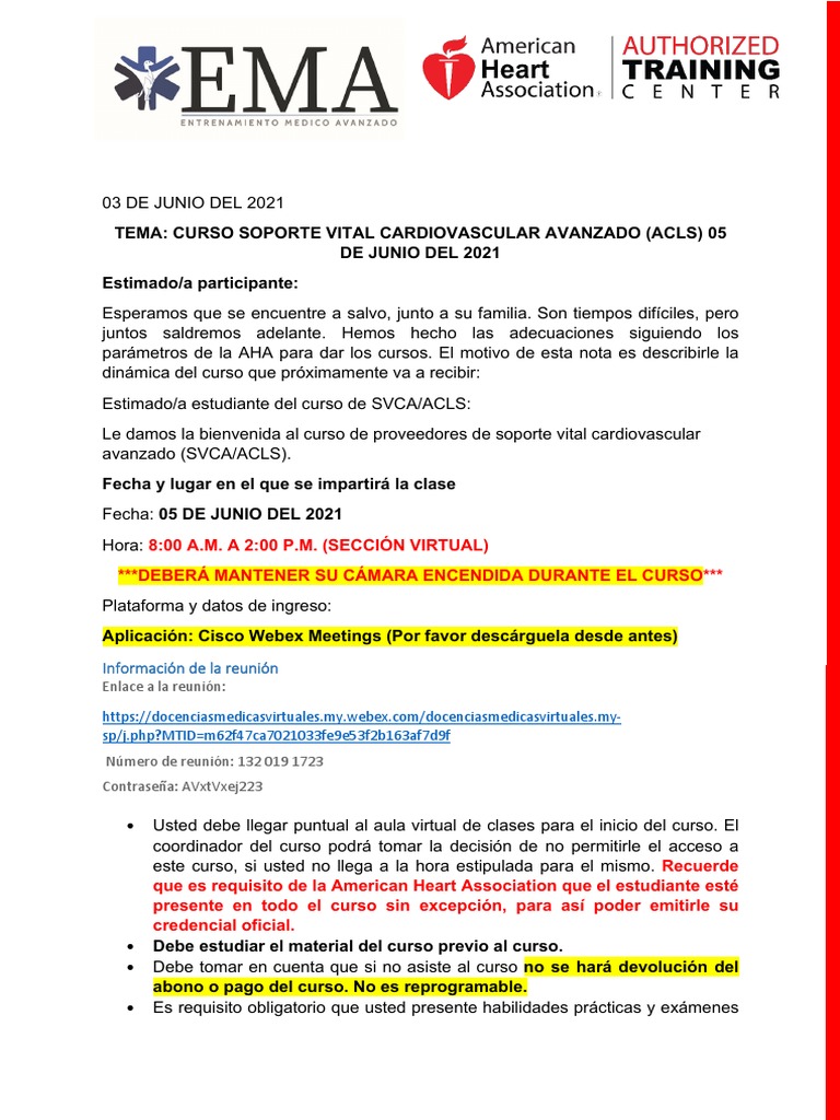 ACLS Sample Letter Classroom ESXM | PDF