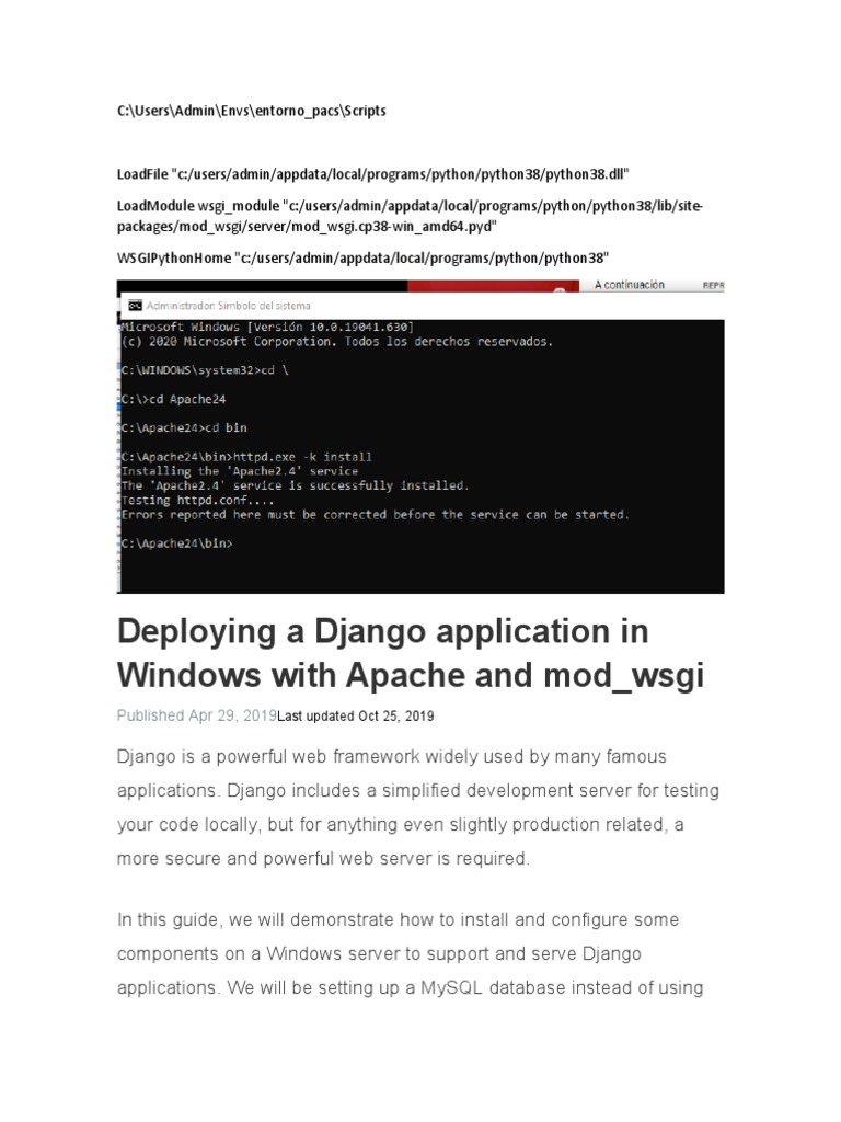 Deploying A Django Application in Windows With Apache and Mod - Wsgi | PDF | Internet & Web ...