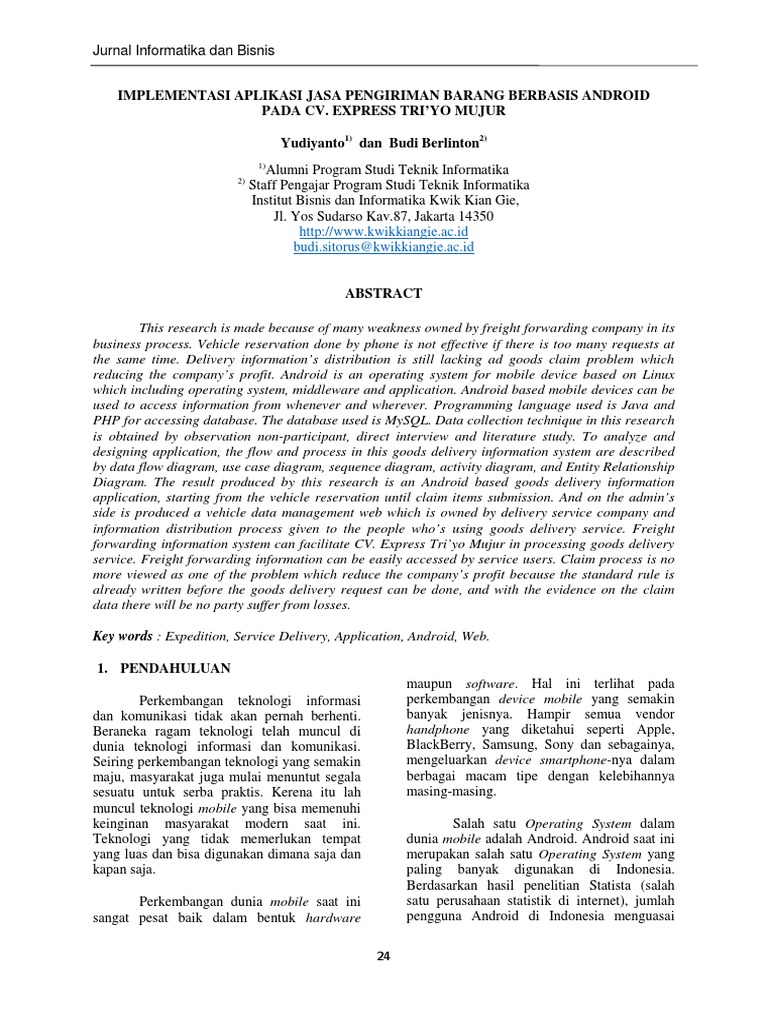 Implementasi Aplikasi Jasa Pengiriman Barang Berbasis Android | PDF ...