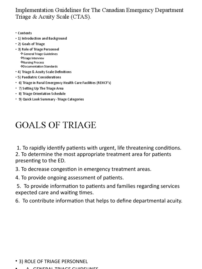 Implementation Guidelines For The Canadian Emergency Department Triage ...