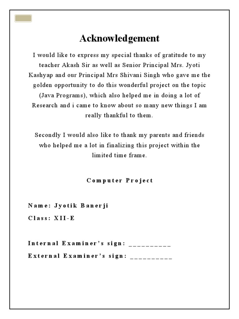 Acknowledgement: Computer Project | PDF | International Standard Book Number | Computing