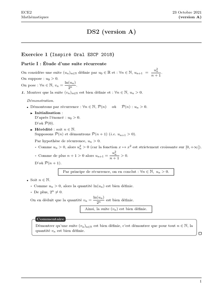 DS2 VA Correction | PDF | Série (mathématiques) | Limite (mathématiques)