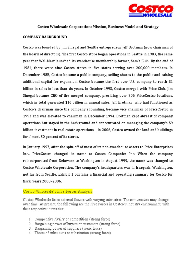 Costco Wholesale Corporation: Mission, Business Model and Strategy ...