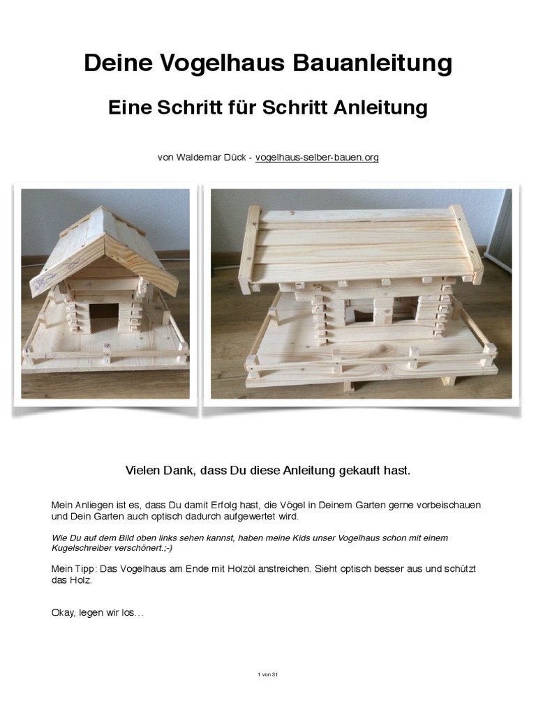 Vogelhaus Blockhaus Bauanleitung Pdf Kostenlos