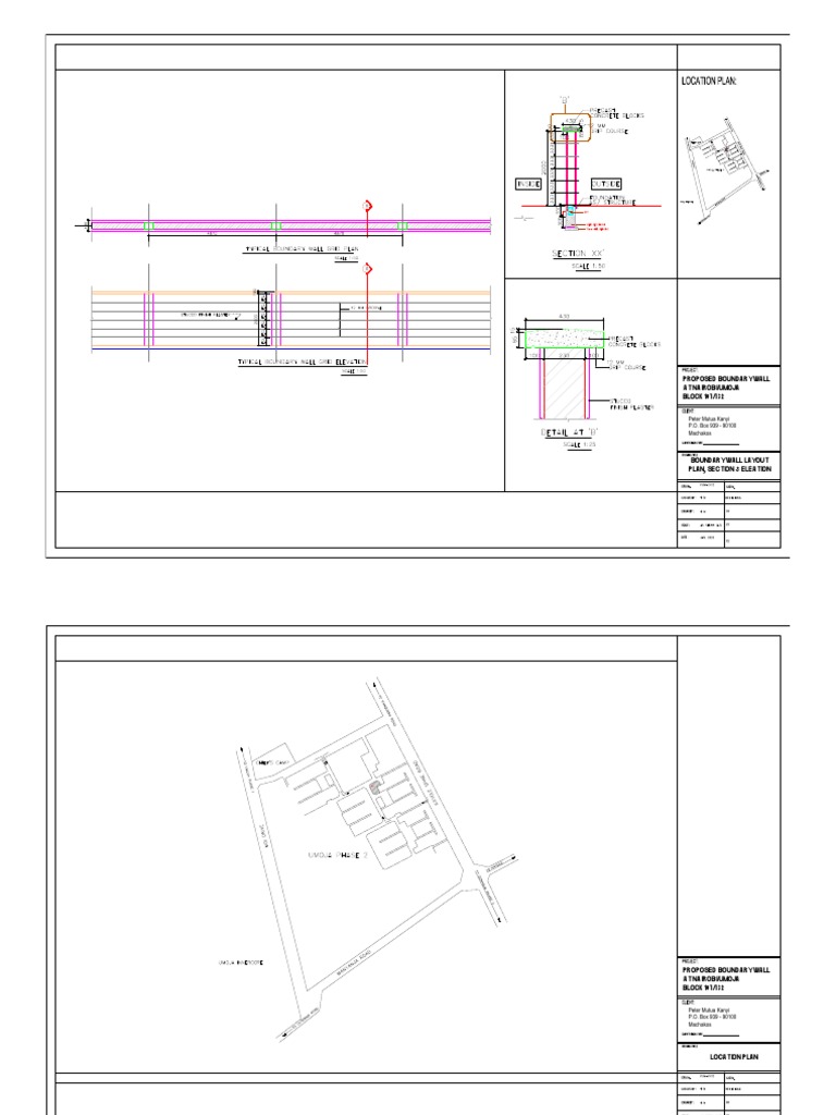 Boundary Wall-Layout Plan, Section & Elevation | PDF | Architectural ...