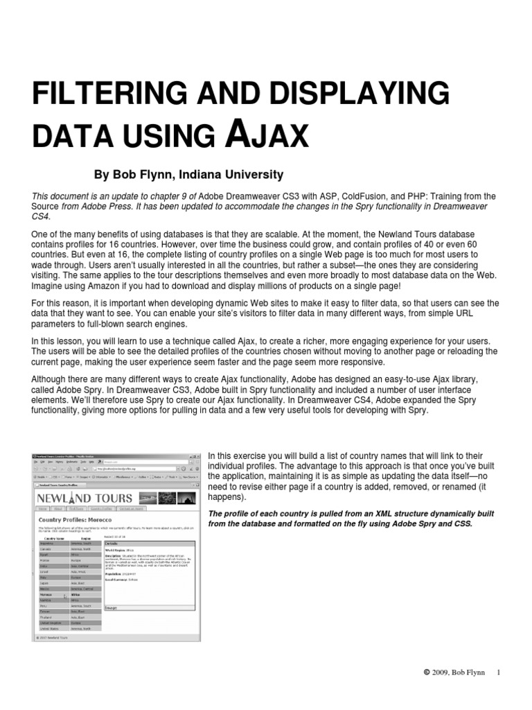 Filtering and Displaying Data Using JAX: by Bob Flynn, Indiana ...
