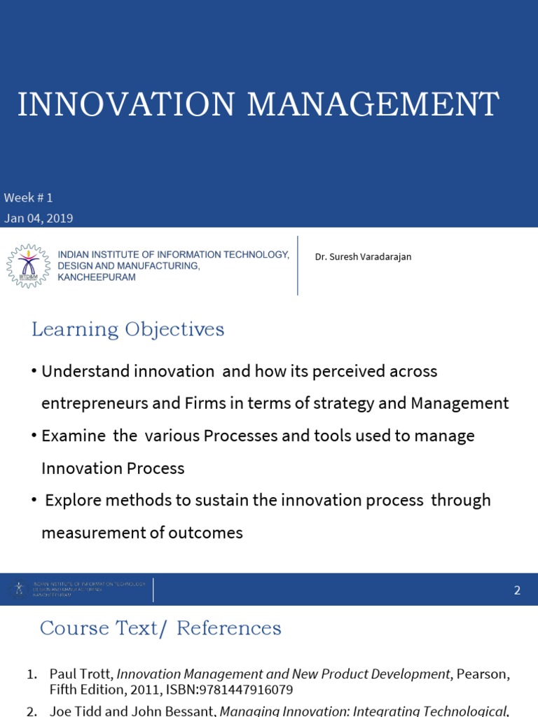 Innovation Management Week-1 Jan04 | PDF | Innovation | Design